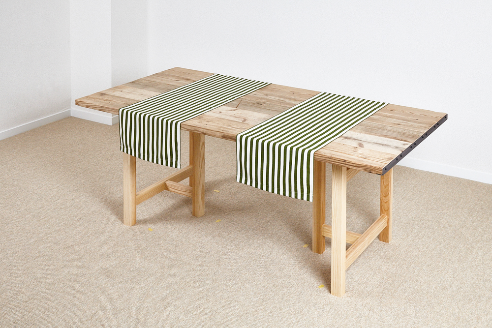 ブリッジランナー 撥水加工 ロンドンストライプ カーキ 40×130cm No.002464｜Dish works RENTAL